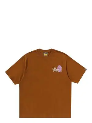 A BATHING APE Cursive College Logo Relaxed Fit Tee - Brown