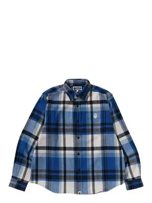 A BATHING APE Check Relaxed Fit Shirt - Blue