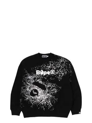 A BATHING APE Spray Print Logo Crewneck Sweatshirt - Black