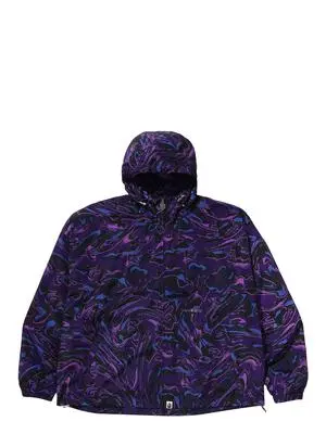 A BATHING APE Marbling Camo Nylon Hooded Jacket - Purple