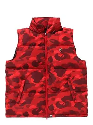 A BATHING APE Color Camo Down Vest - Red