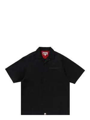 A BATHING APE Dragon Embroidery Open Collar Shirt - Black