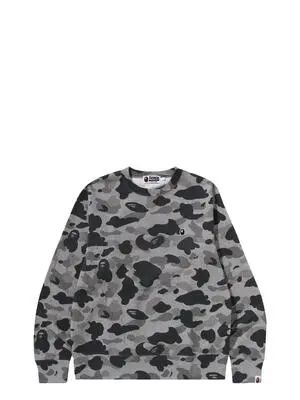 A BATHING APE Camo Ape Head Crewneck - Grey