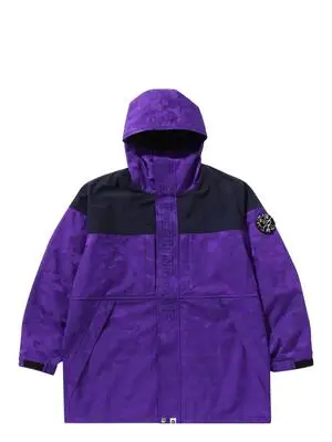 A BATHING APE Solid Camo Jacquard Long Coat - Purple