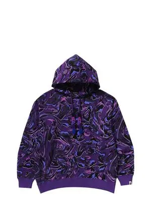 A BATHING APE Marbling Camo Relaxed Fit Pullover Hoodie - Purple