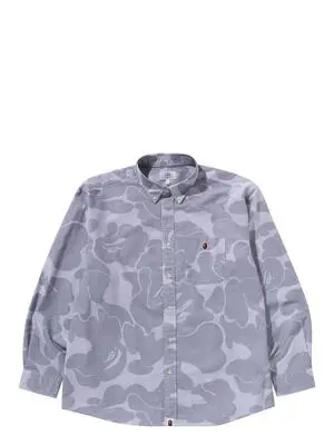 A BATHING APE Striped Camo Relaxed Fit Shirt - Grey