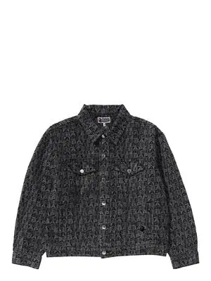 A BATHING APE Jacquard Denim Trucker Jacket - Black