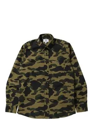 A BATHING APE 1st Camo Button Down Shirt - Green