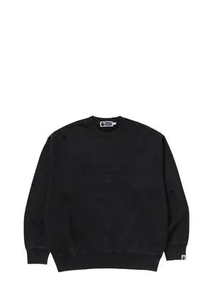 A BATHING APE Garment Dye Logo Relaxed Fit Sweatshirt - Black