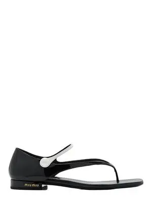 Miu Miu Leather Thong Sandals - Black