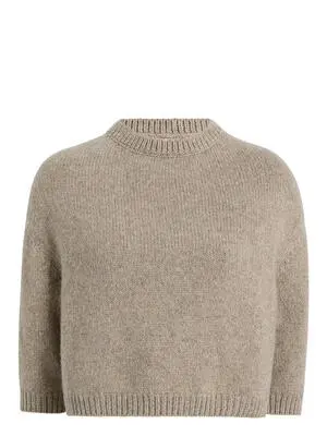 KHAITE Sabina Cashmere Elbow-Sleeve Boxy Sweater