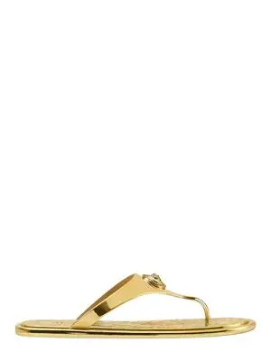 Versace Alia Metallic Flat Sandals - Gold