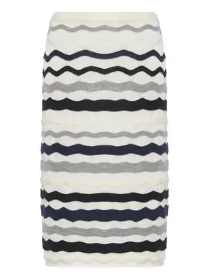 Bottega Veneta Wavy-knit Cotton-blend Midi Skirt - Grey
