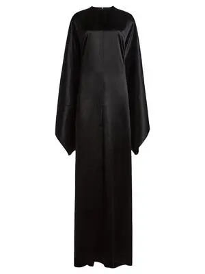 Balenciaga Satin Maxi Caftan Dress - Black