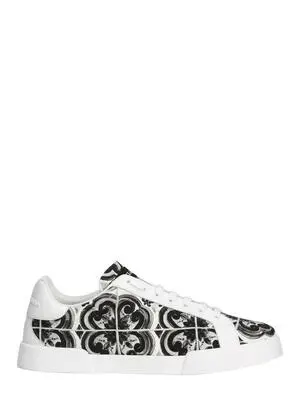 Dolce & Gabbana Portofino Majolica Print Sneakers - Black