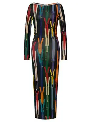 Moschino Abstract-print Midi Dress - Black