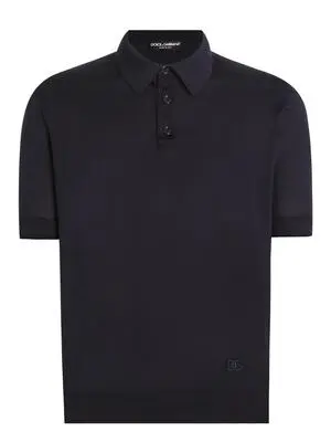 Dolce & Gabbana Satin Silk Polo Shirt Blue