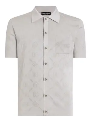 Dolce & Gabbana Silk Shirt With Dg Openwork - Grey