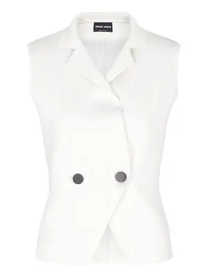 Giorgio Armani Silk Knit Double-breasted Gilet - White