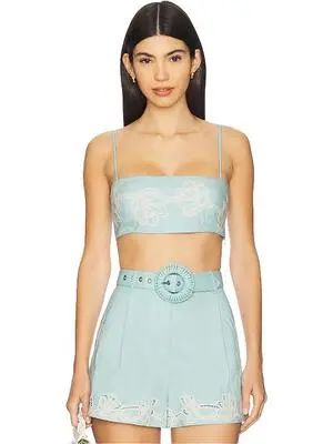 Hemant & Nandita Bandeau Top - Baby Blue Ground & White Combo