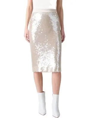 Akris Sequin Mesh Pencil Skirt - Greige