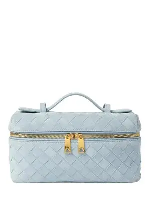 Bottega Veneta Intrecciato Suede Vanity Case - Blue