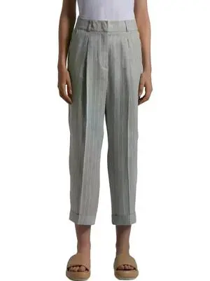 Peserico Pinstriped Cuffed Trousers - Grey