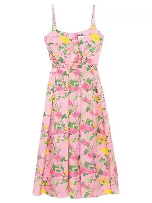 NISSA Floral-print Midi Dress - Pink