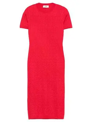 Fendi Ff-jacquard Dress - Red