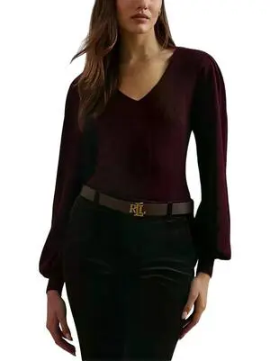 Ralph Lauren Ribbed V-neck Top - Red