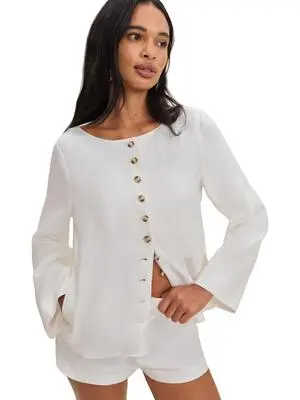 REFORMATION Lucia Linen Jacket White