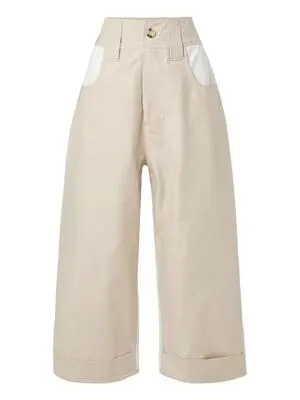 TOLU COKER Paneled High-rise Wide-leg Jeans - Neutrals