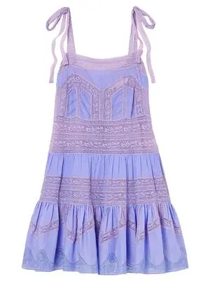 Zimmermann Coco Lace-trimmed Cotton-voile Dress - Purple