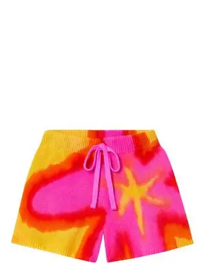 THE ELDER STATESMAN Tie-dyed Cashmere Shorts - Yellow