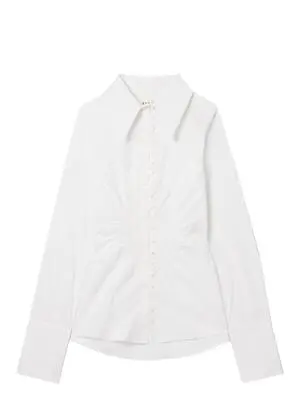 S.S.DALEY Eeva Ruched Cotton-poplin Shirt - White