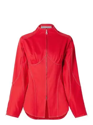TOLU COKER Paneled Denim Jacket - Red