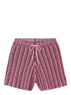 THE ELDER STATESMAN Striped Crocheted Cotton Shorts - Pink
