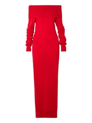 Stella McCartney Off-the-shoulder Wool Maxi Dress - Red