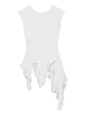 CONNER IVES Jellyfish Asymmetric Ruffled Bamboo-blend Jersey Top - White