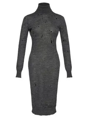 MAISON MARGIELA Turtleneck Ribbed Dress - Grey