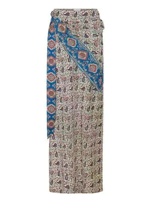 Rabanne Paisley-print Maxi Wrap Skirt - Blue