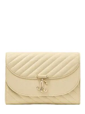 JIMMY CHOO Curve Leather Clutch - Buttermilk/gold