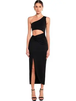 OW Isabella One-shoulder Midi Dress - Black