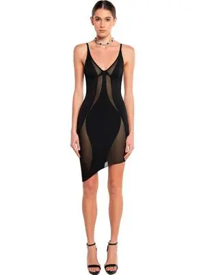 OW Swirl Mini Dress - Black