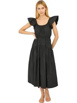 MAREA Cotton Poplin Midi Dress - Bonita Black