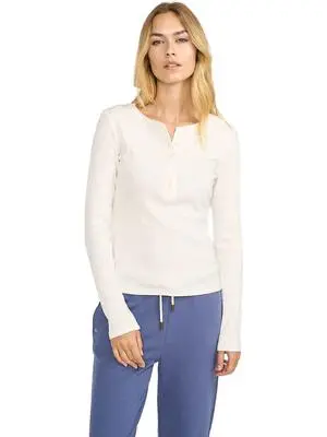 MAREA Pointelle Long Sleeve Henley - White