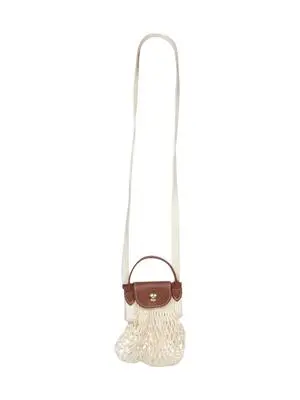 Longchamp Shoulder Bag With Leather Details - Beige