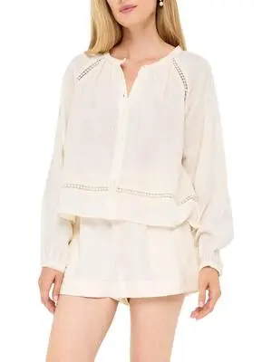 Cami Nyc Sorrento Embroidered Button-up Shirt - Macadamia