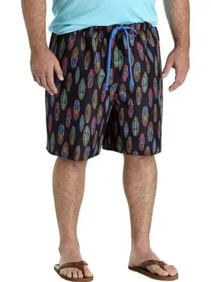 HARBOR BAY BY DXL Big & Tall Swim Trunks - Black Multi