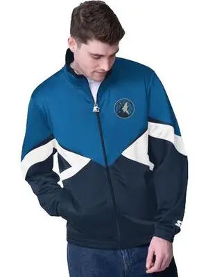 STARTER Minnesota Timberwolves Rush Applique Full-zip Track Jacket - Blue